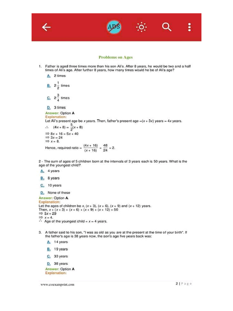 Age Problems | PDF