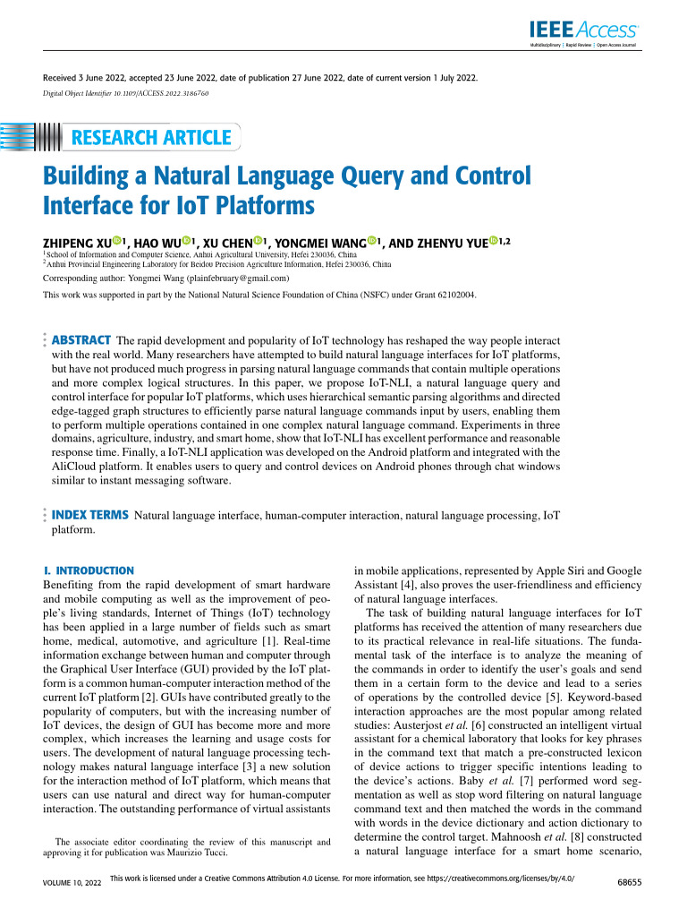Building A Natural Language Query And Control Interface For Iot Platforms Pdf