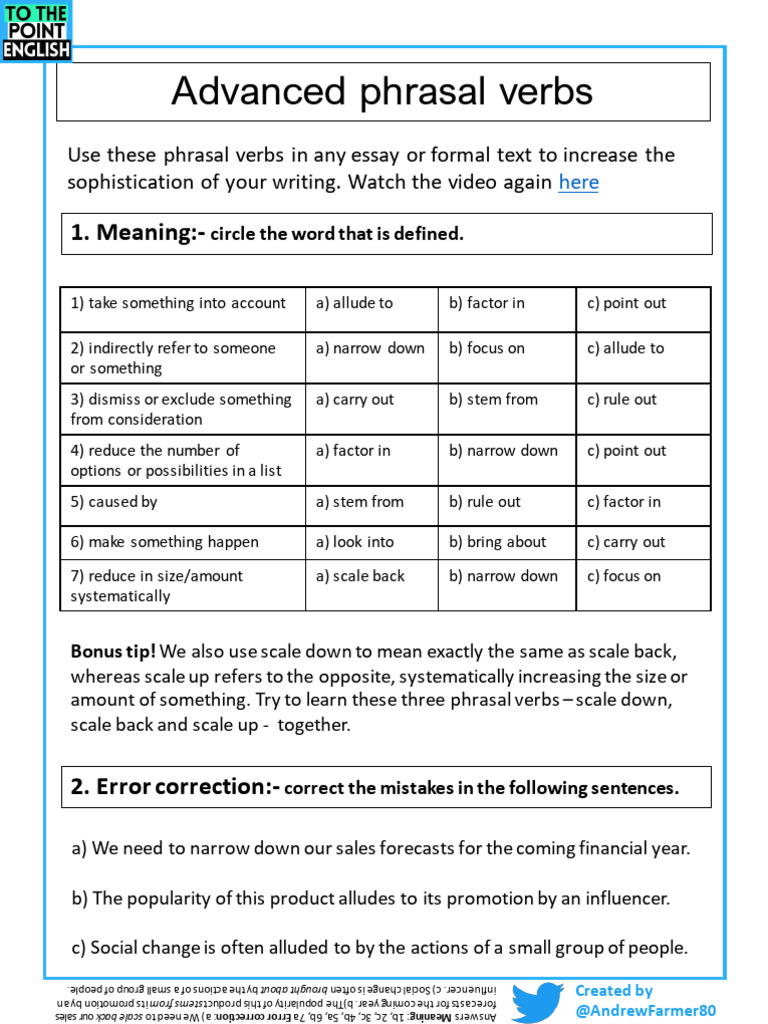 Advanced Phrasal Verbs | PDF
