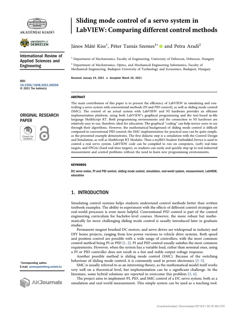 Sliding Mode Control of A Servo System in LabVIEW | PDF | Control ...