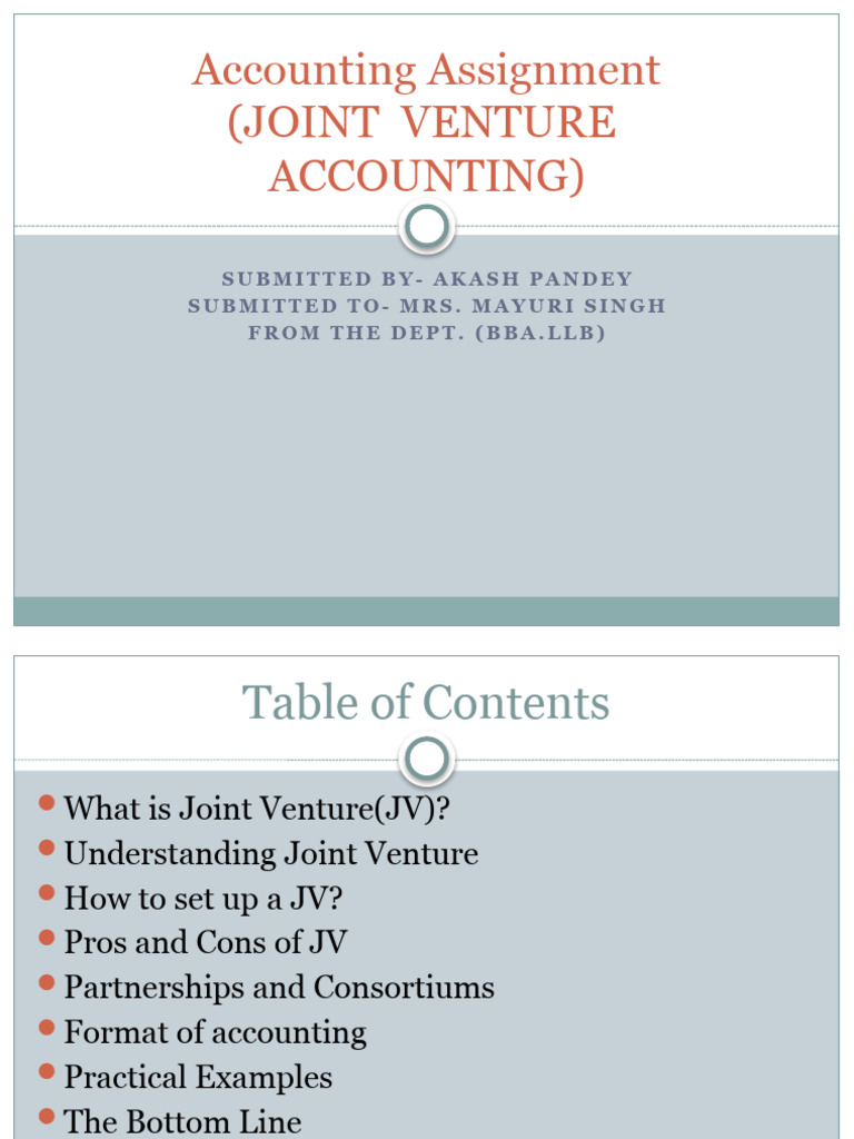 Joint Venture Accounting Guide | PDF