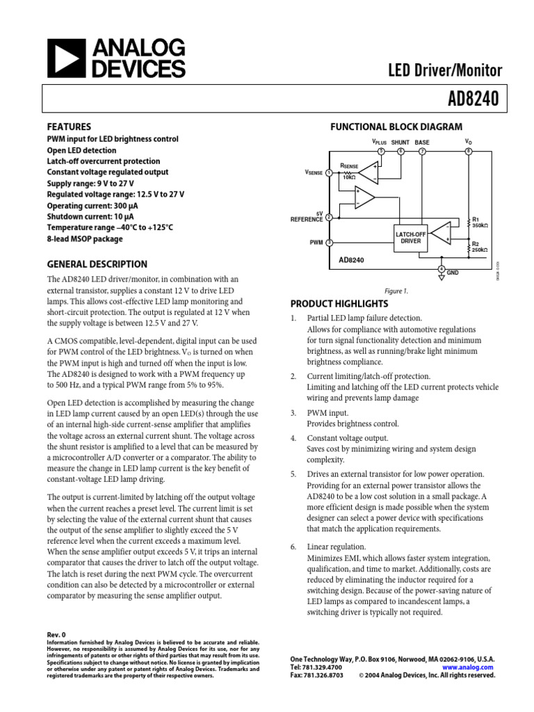 Ad 8240 | PDF | Amplifier | Light Emitting Diode