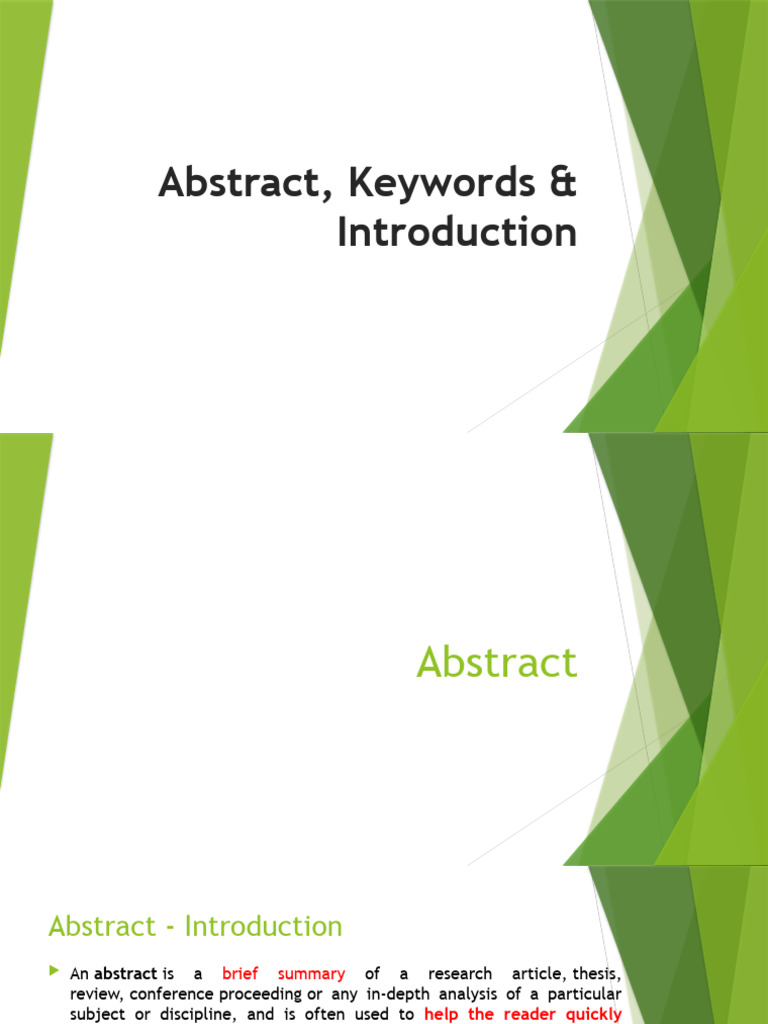 Chap 3 Part 2 Academic Writing - Abstract - Keyword - Introduction | PDF