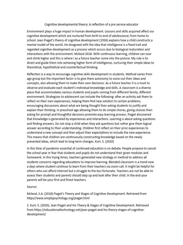 Cognitive Developmental | PDF | Cognitive Development | Cognition