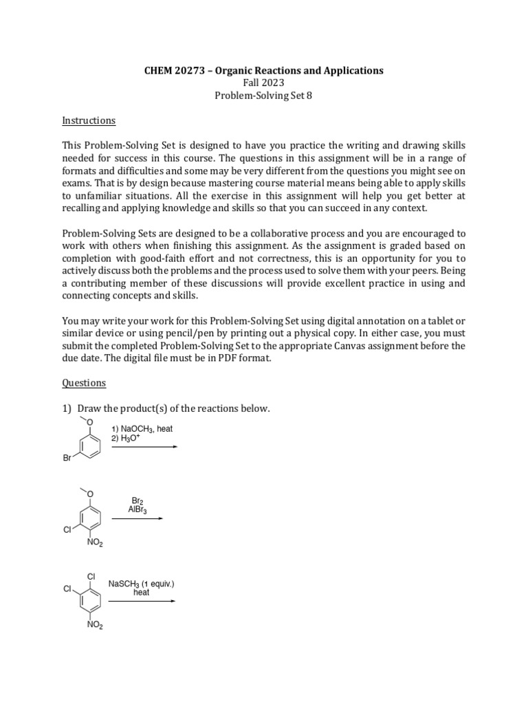 CHEM 20273 F23 Problem-Solving Set 8 (1) | PDF | Ketone | Aldehyde