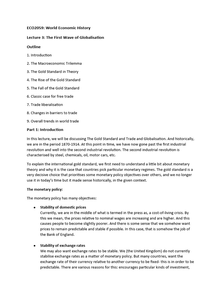 Economic History Lecture 3 Notes | PDF