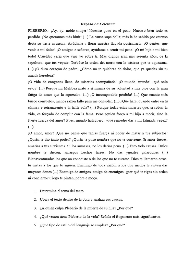 Repaso La Celestina | PDF | Poesía