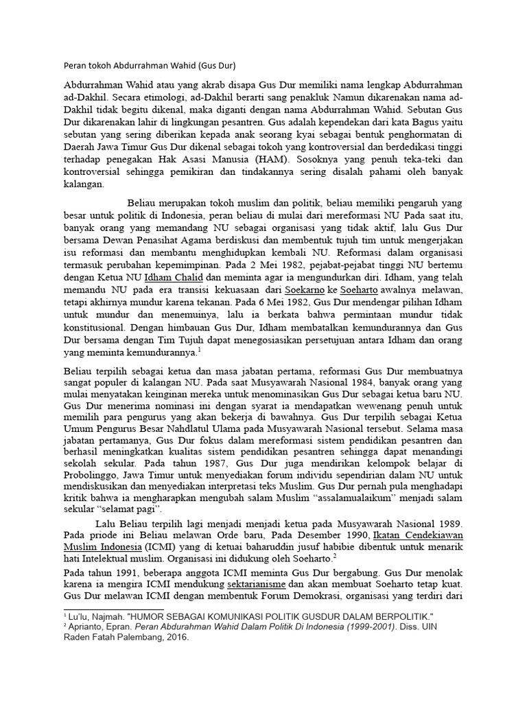 Peran Abdurrahman Wahid dalam Politik | PDF