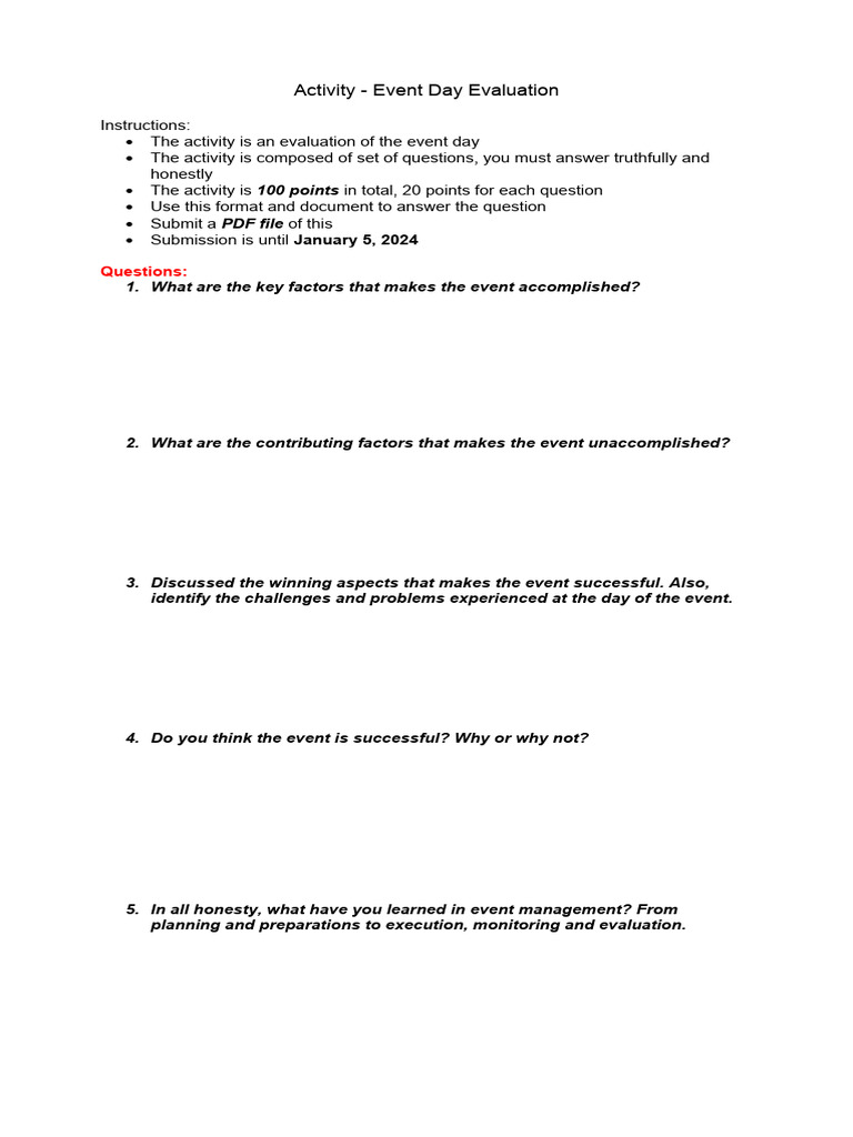 Event Day Evaluation Activity Guide | PDF