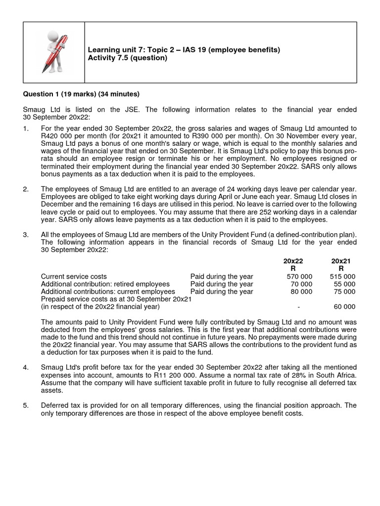 IAS 19 employee benefits Activity 7.5 | PDF