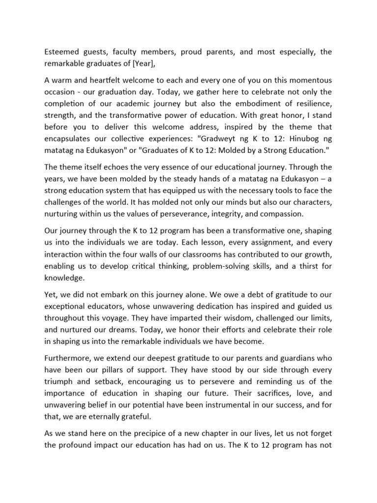 CLOSING REMARKS On GRADUATION | PDF | Prayer | Gratitude