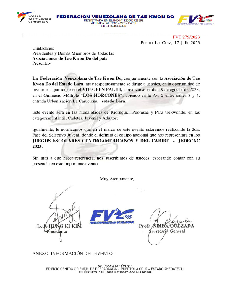 Invitacion Open Pal Li 2323 | PDF