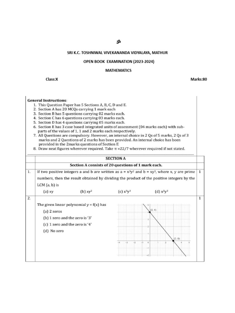 Open Book Math Exam 2023-24 | PDF