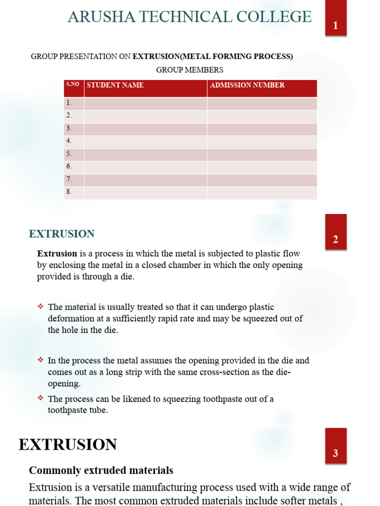 Extrusion Metal Forming Process | PDF