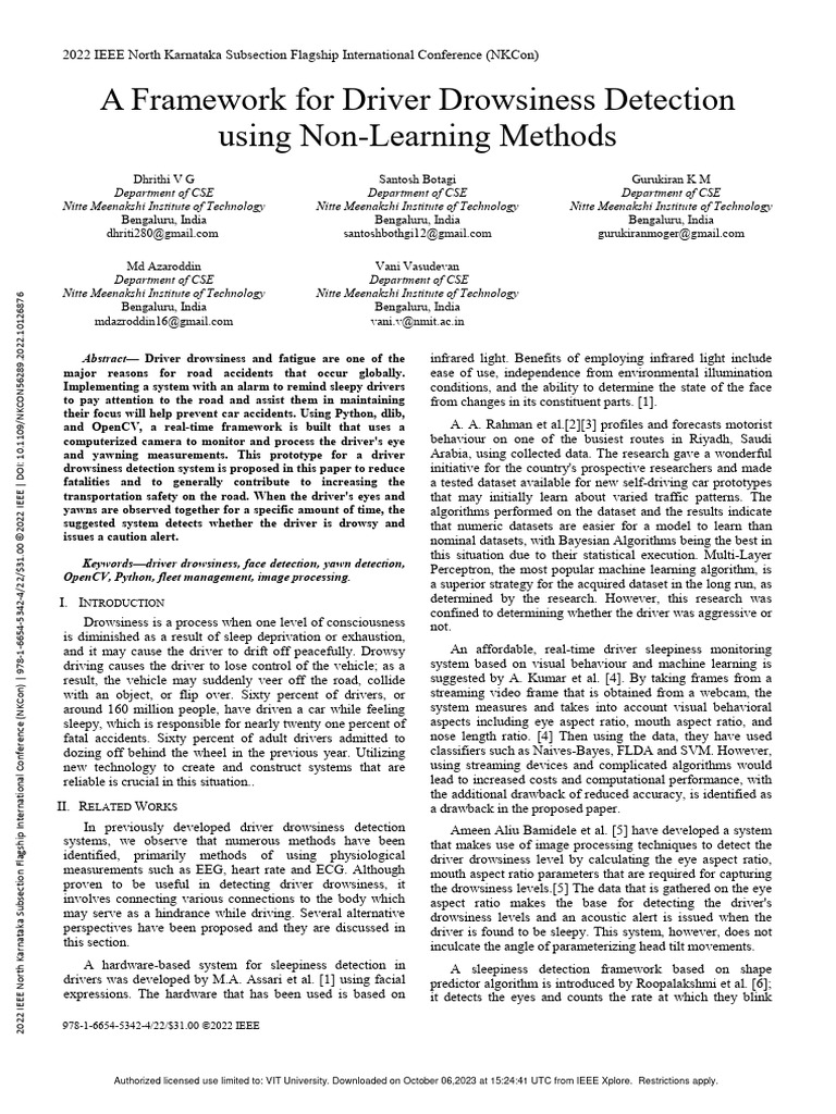 1.abstract Driver Drowsiness Detection | PDF | Rotation