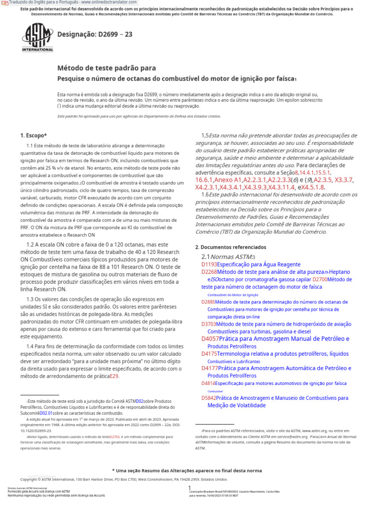 ASTM D2699.en - PT | PDF | Motores | Ultravioleta