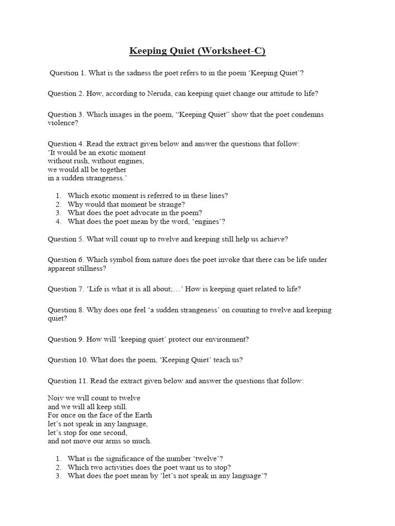 KEEPING QUIET | PDF | Poetry