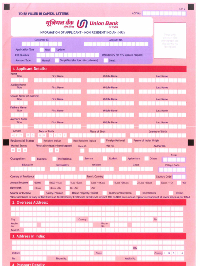 Page From A4 Account Opening Forms Nris | PDF