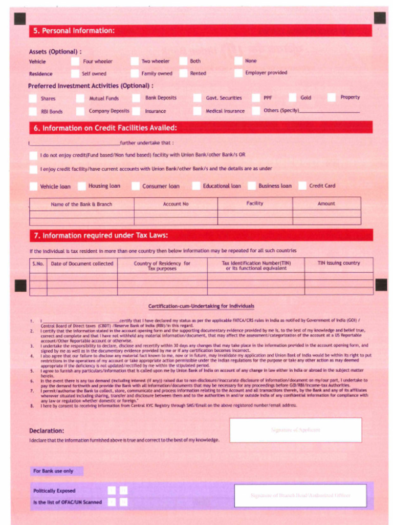 Page From A4 Account Opening Forms Nris | PDF