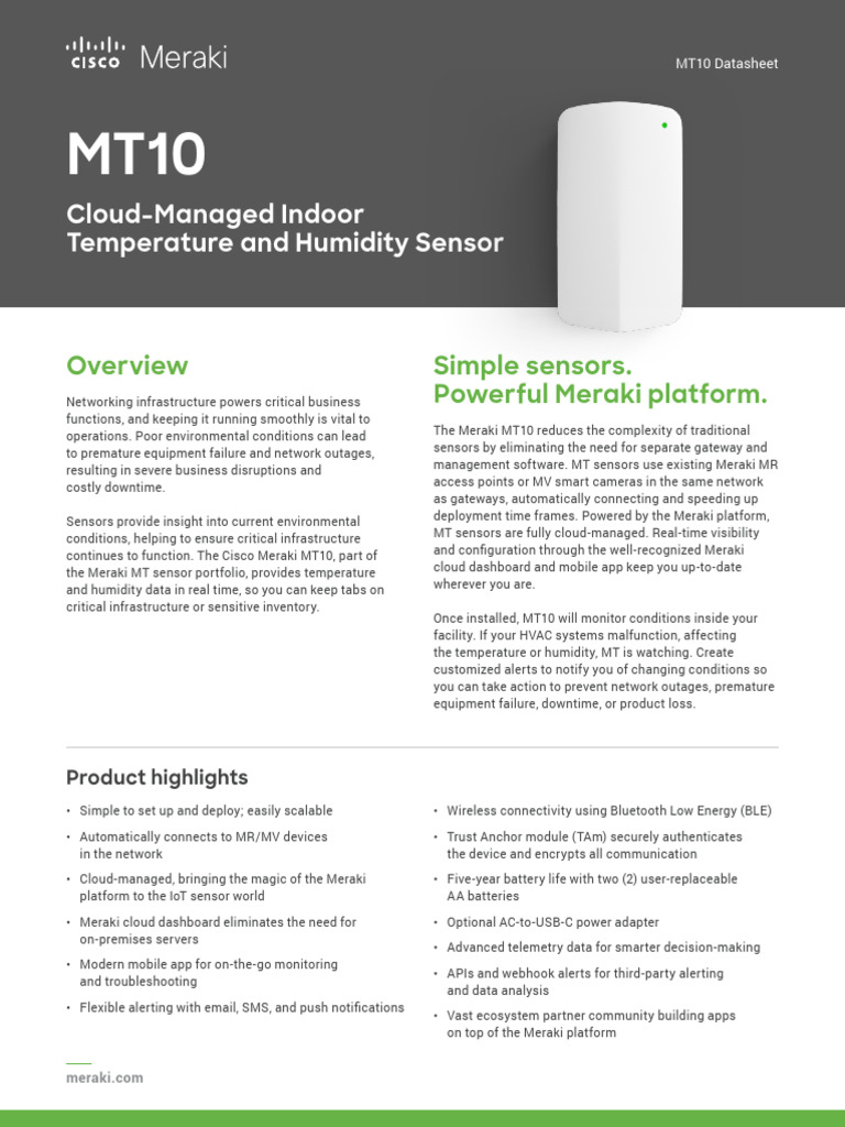 Meraki Datasheet mt10 - en 2 | PDF | Wi Fi | Computer Network