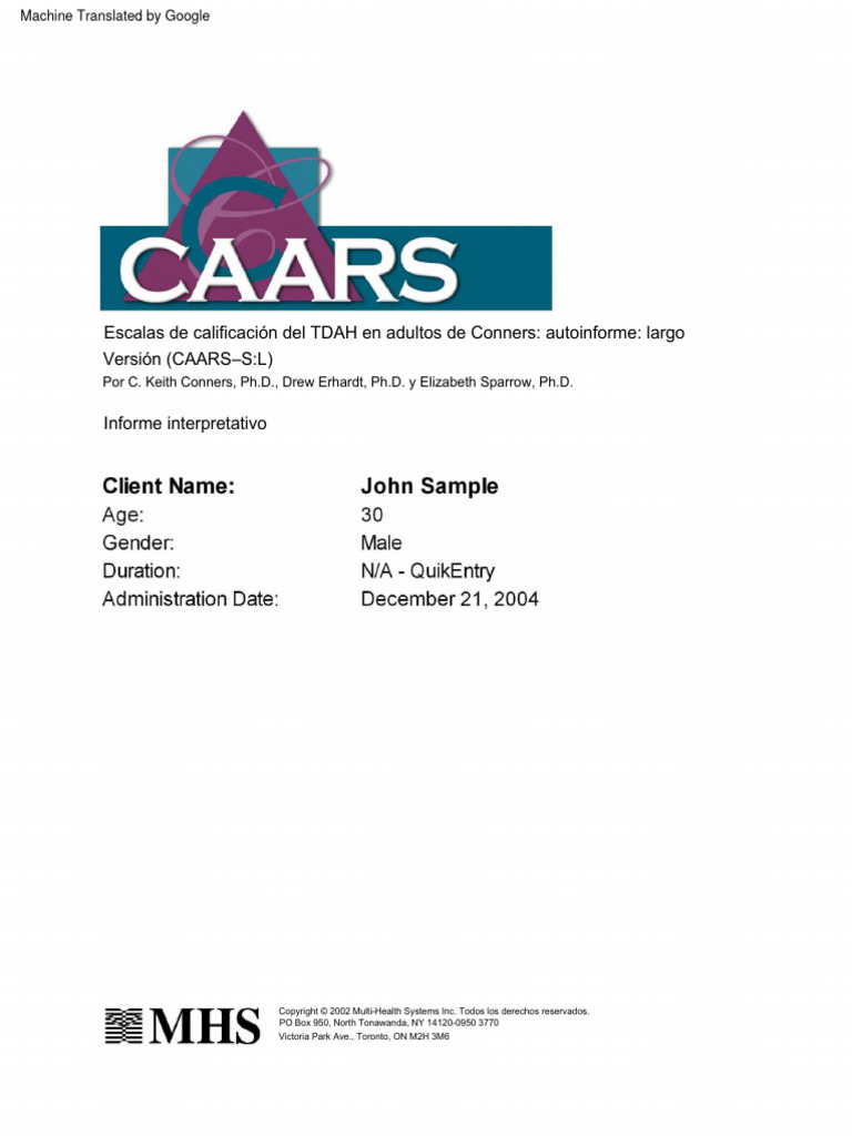 Caars Self L Int1 | PDF
