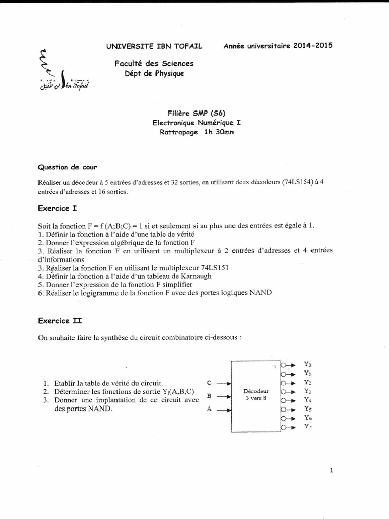 Examens D Electronique Numerique . | PDF
