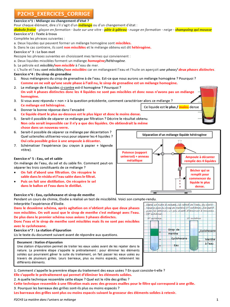 P2CH3 Exercices Corrige | PDF