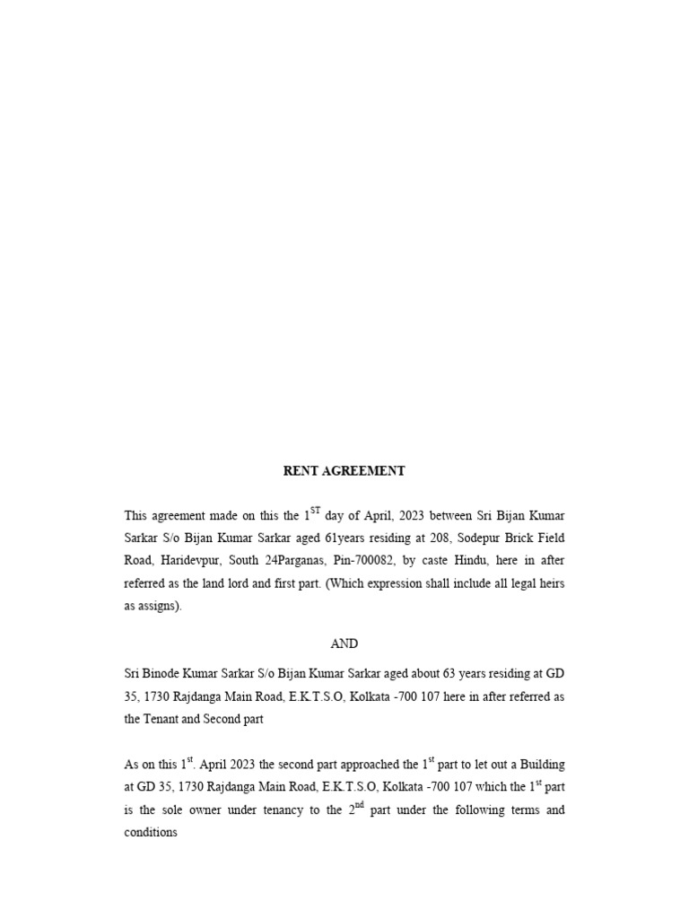 Draft Rent Agreement | PDF