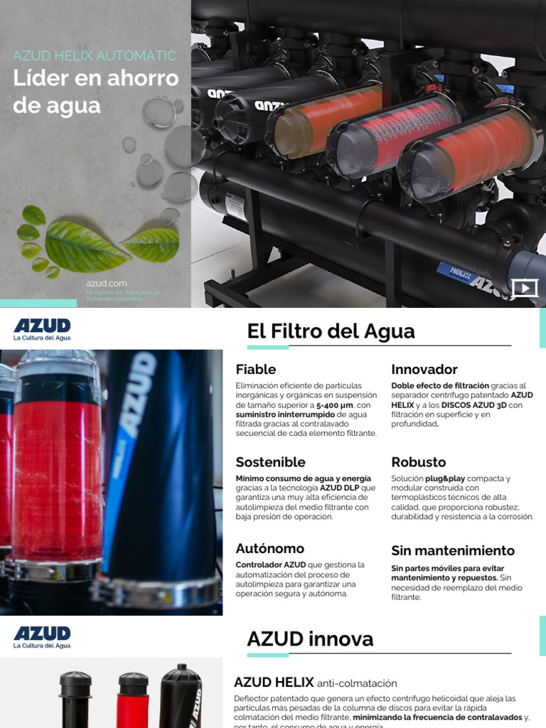 AZUD HELIX AUTOMATIC Líder en ahorro de agua | PDF | Filtración | Agua