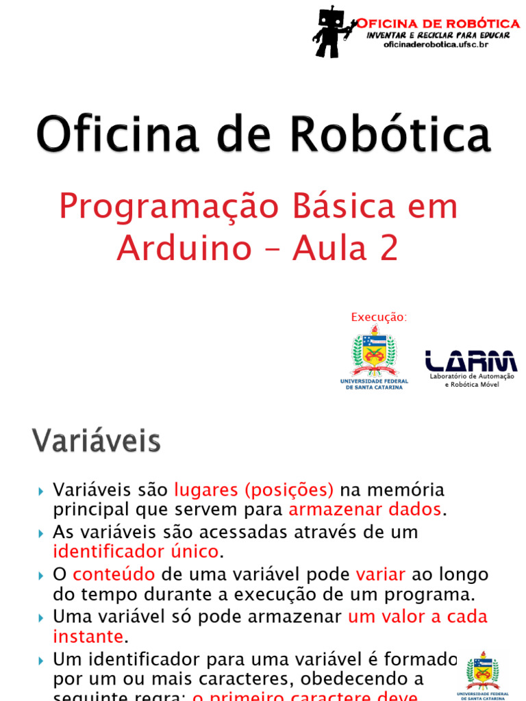 Curso Programação Básica em Arduino Aula 2 | PDF