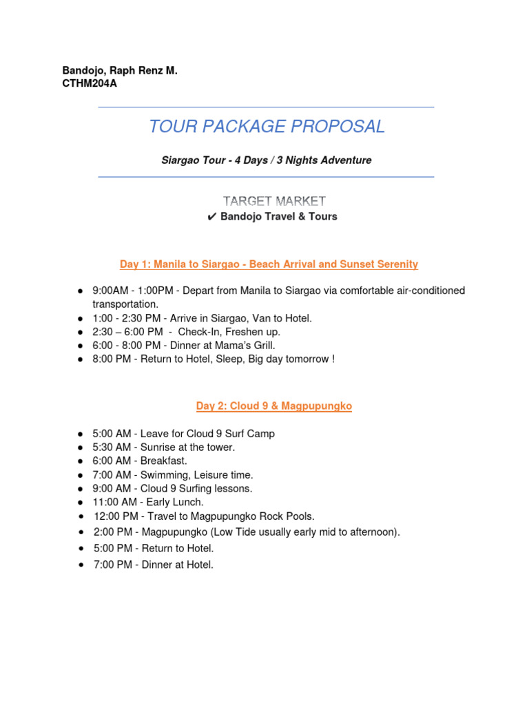 Bandojo Tour Package | PDF
