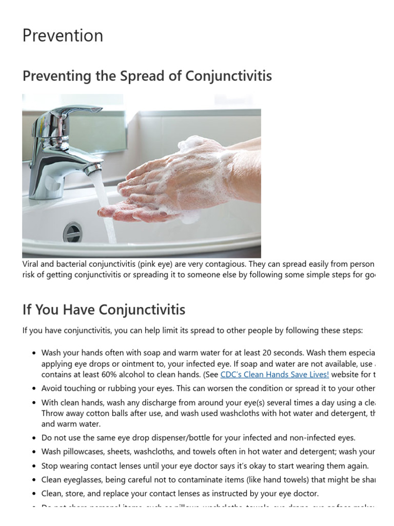 Preventing Pink Eye (Conjunctivitis) - CDC | Download Free PDF ...