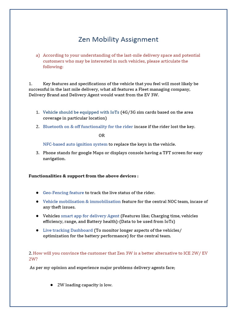 Zen Mobility 3W for Last-Mile Delivery | PDF