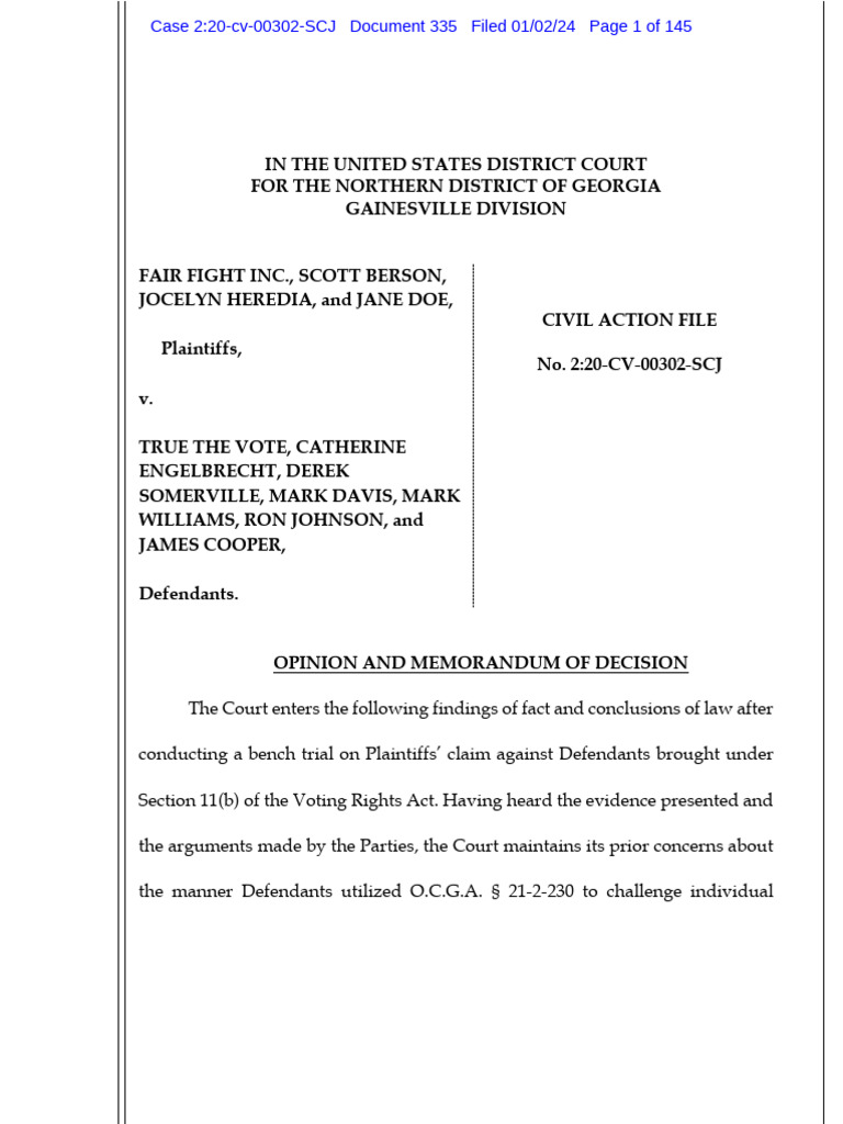 Fair Fight v. True The Vote | PDF | Law