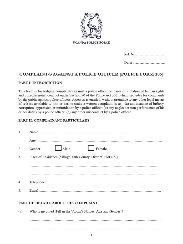 Police Form 105 | PDF | Police Officer | Aggression