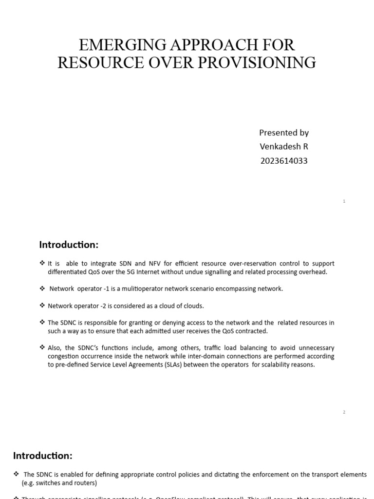 Emerging Approach For Resource Over Provisioning: Presented by Venkadesh R 2023614033 | PDF ...