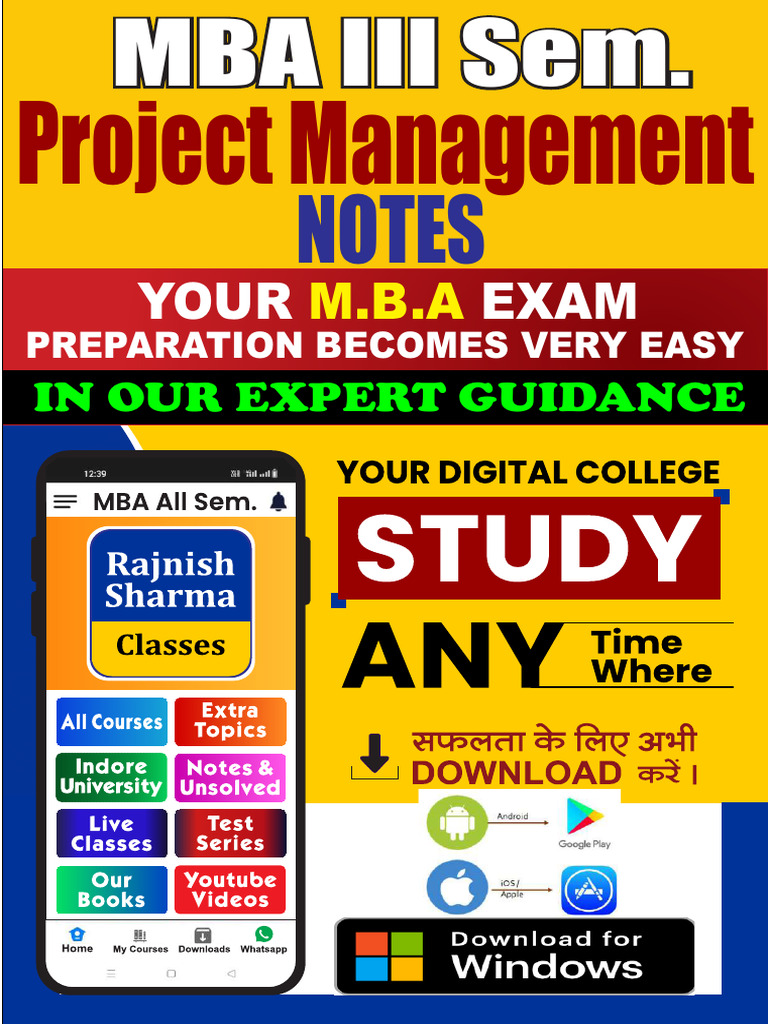 MBA 3 Sem - Project Management 2024 | PDF | Google Play | Master Of Business Administration