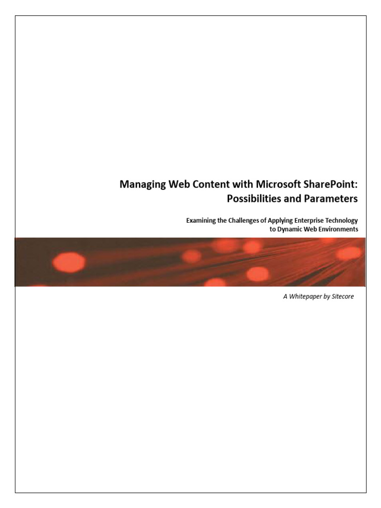 Managing Web Content With SharePoint Sitecore White Paper | PDF | Share Point | Search Engine ...