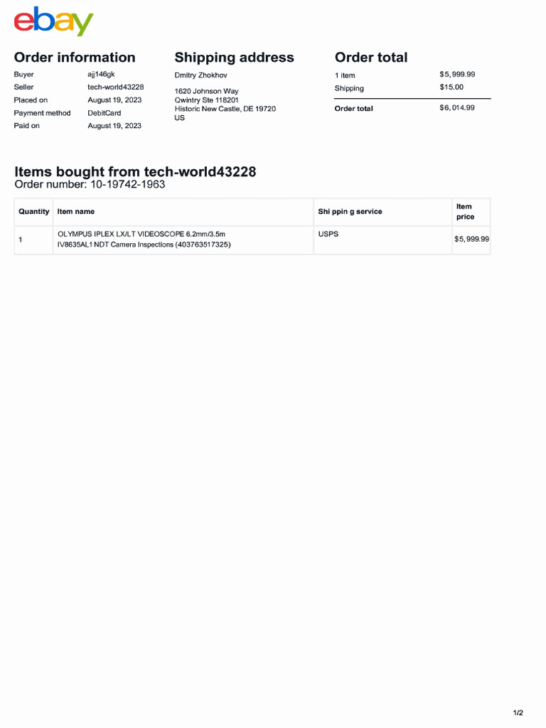 Ebay Order | PDF