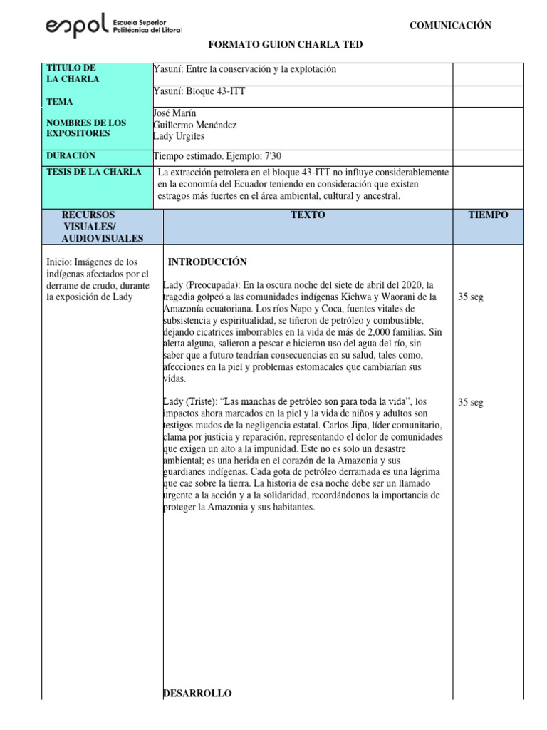 Formato Guion Charla Ted | PDF