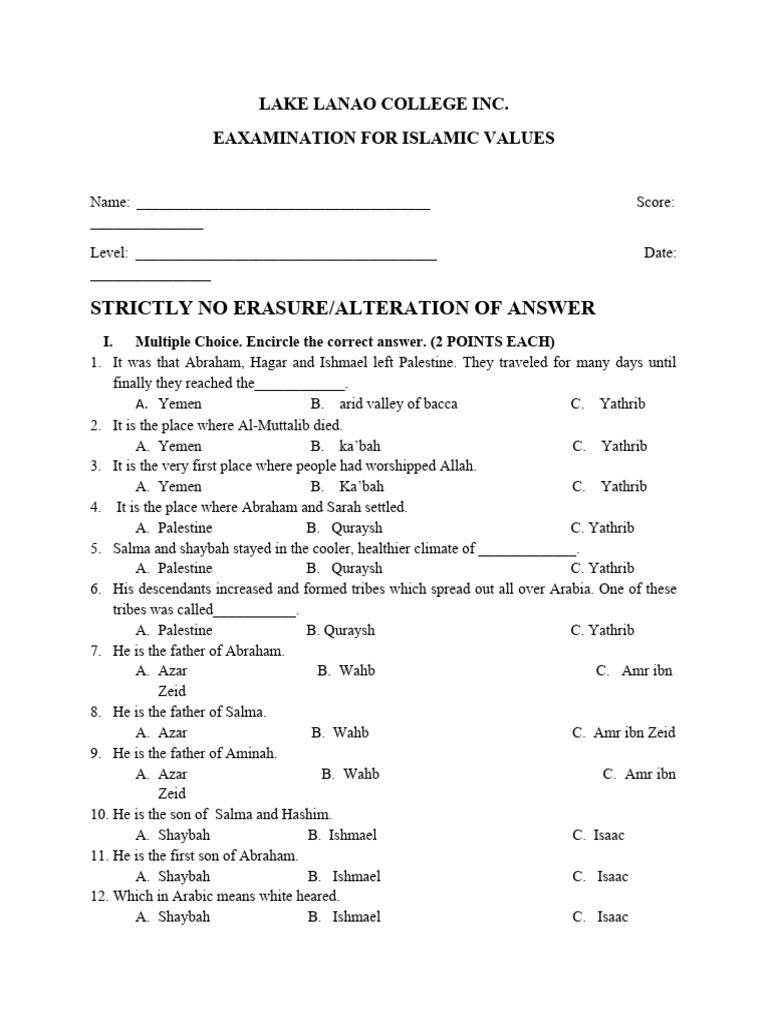 Values Exam 8-9-10 | PDF