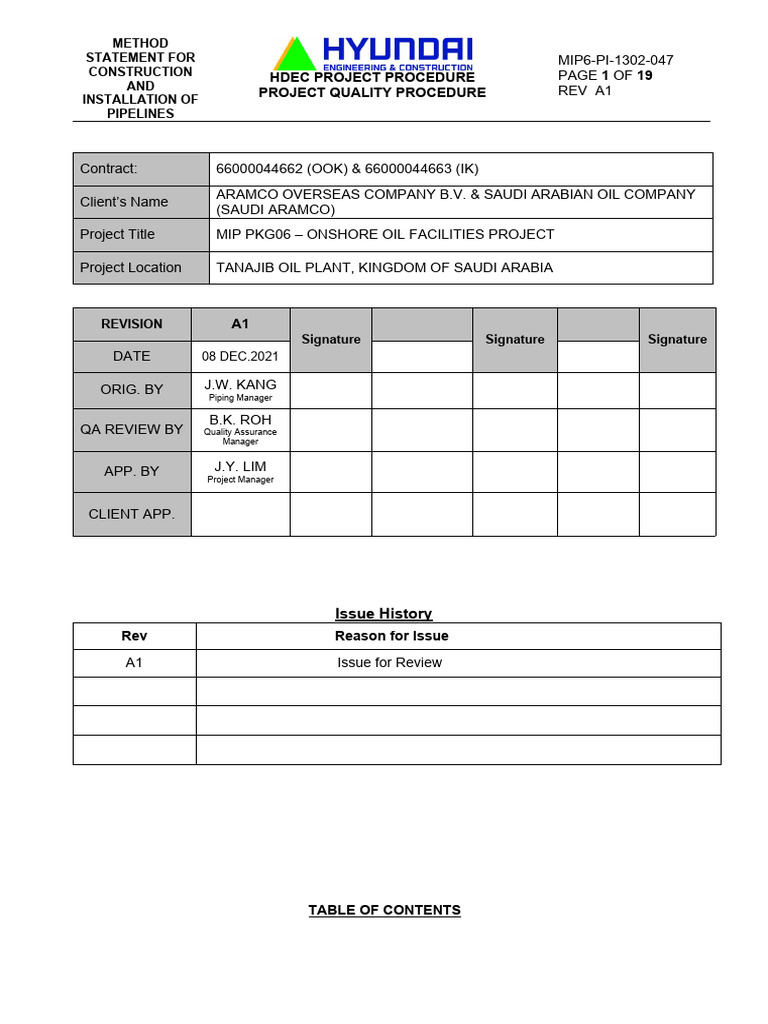 MIP6-PI-1302-047 Method Statement For Construction and Installation of ...