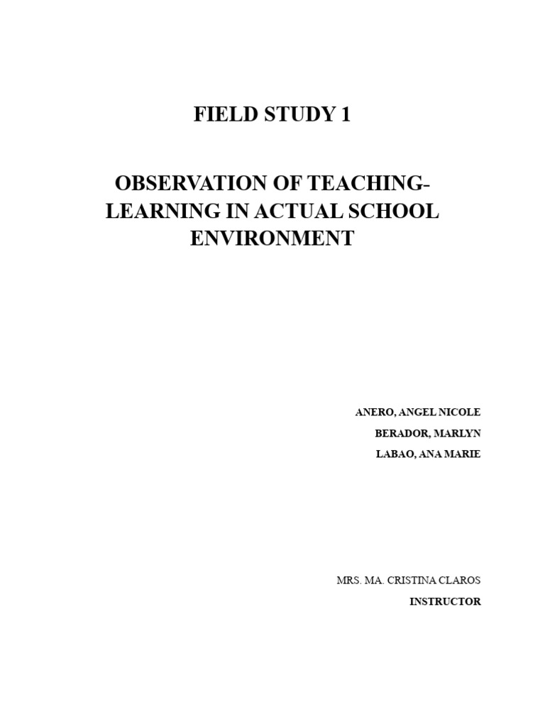 Field Study 1 Portfolio Final | PDF