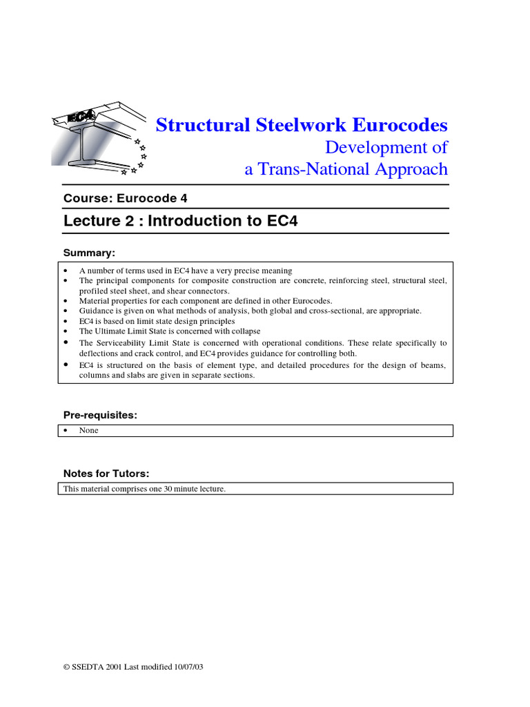 EuroCode 4 - Lecture 2 | PDF | Beam (Structure) | Buckling