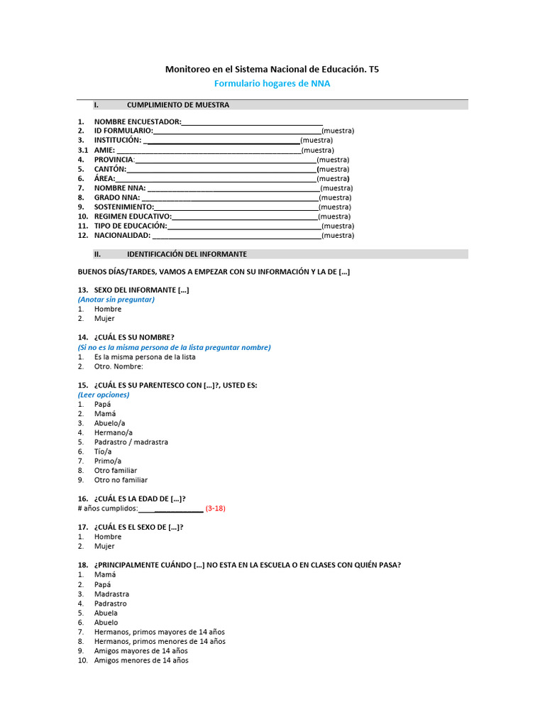 Formulario Hogares-5t Unicef 05dic23 v4 Ope | PDF | Enseñando ...