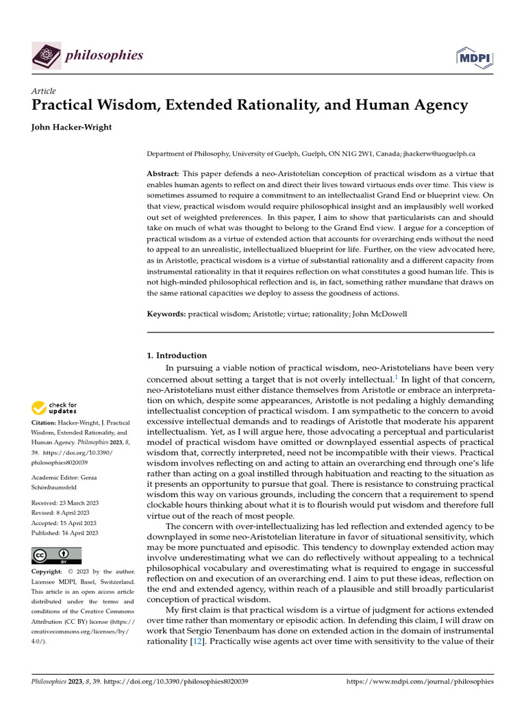 Practical Wisdom - Extended Rationality | PDF