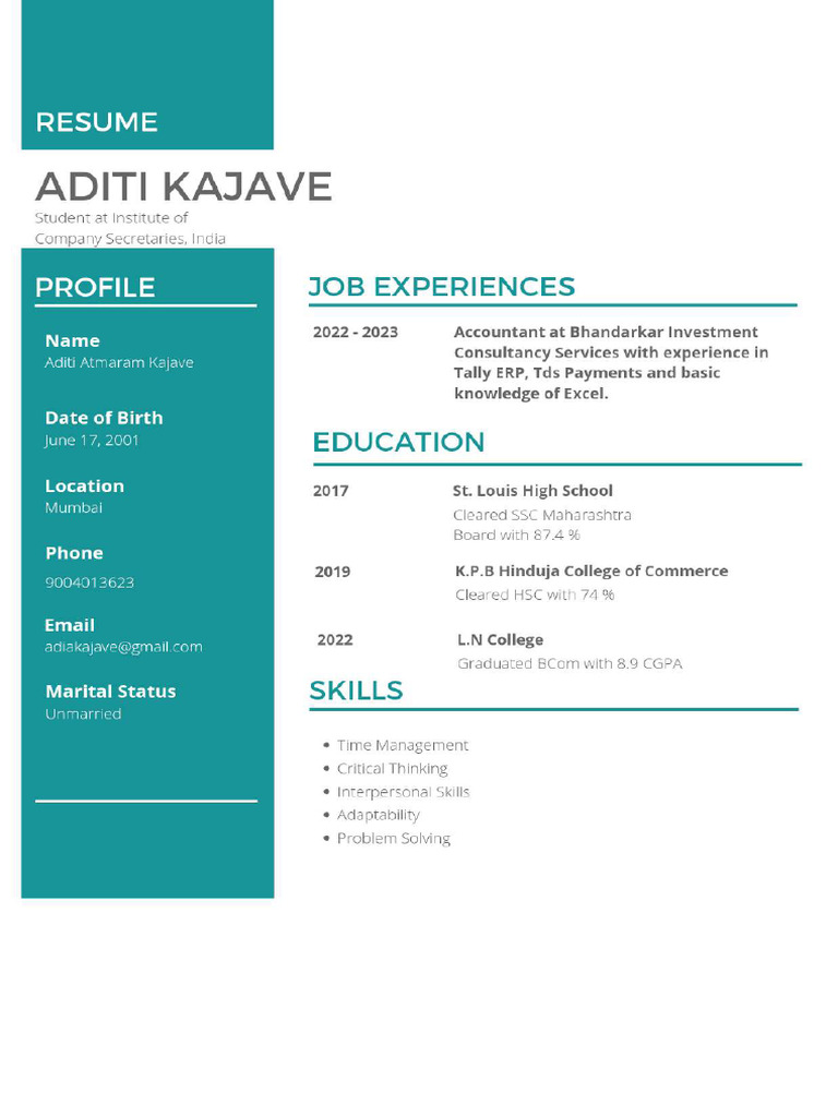 Aditi Resume | PDF