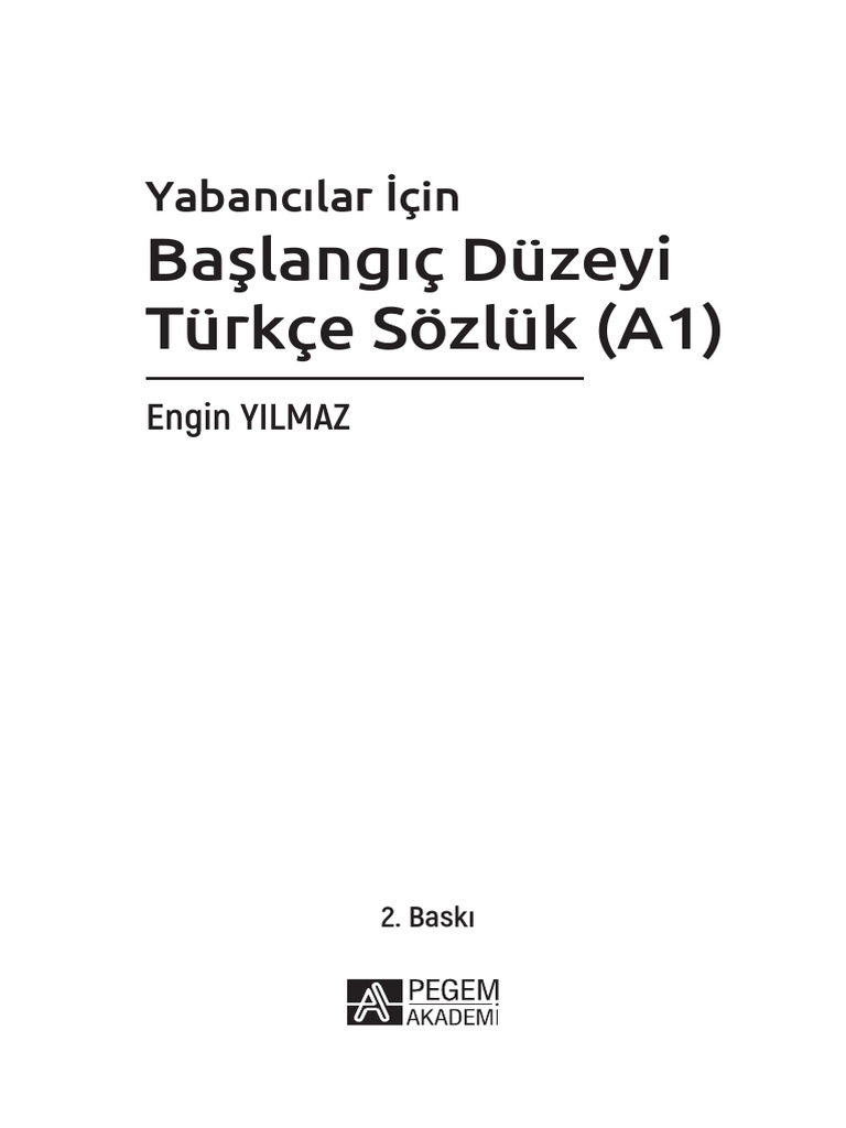 Yabancilar Icin Baslangic Duzeyi Turkce | PDF
