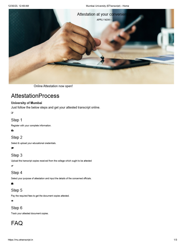 Mumbai University Etranscript Home Pdf