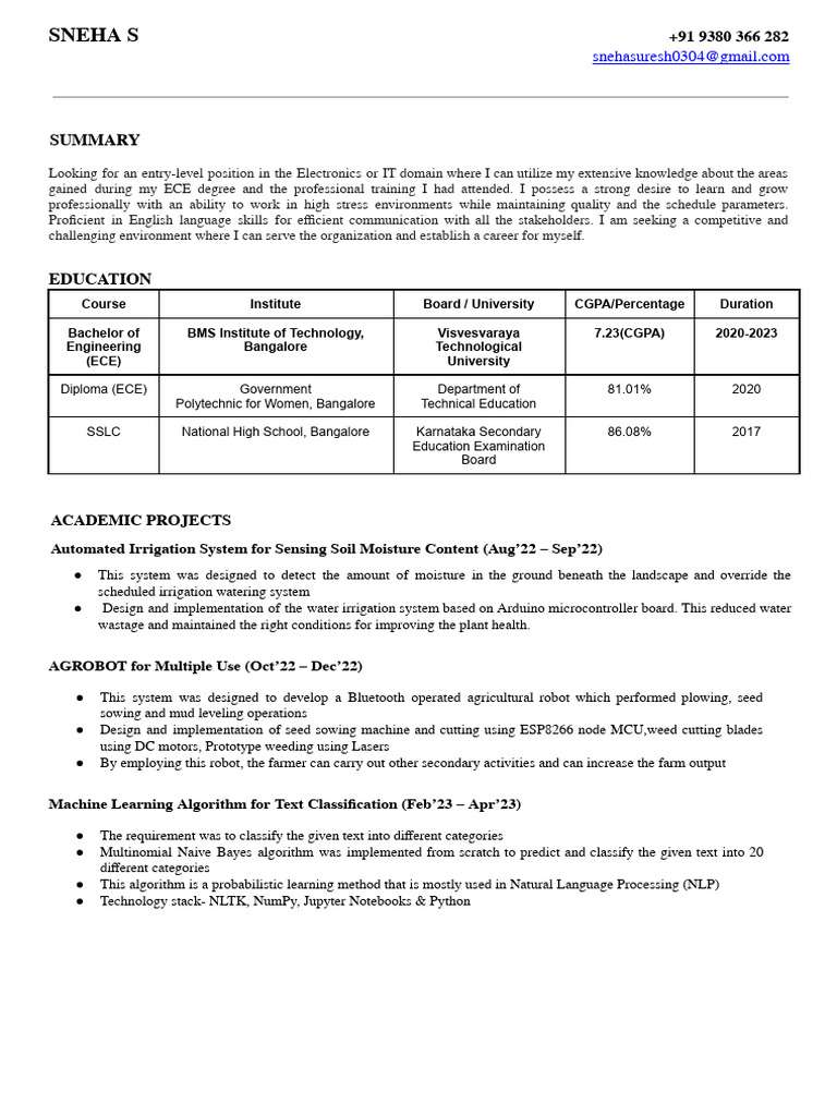 Resume Sneha | PDF | Programmable Logic Controller | Computer Programming Resume Sneha | PDF | Programmable Logic Controller | Computer Programming